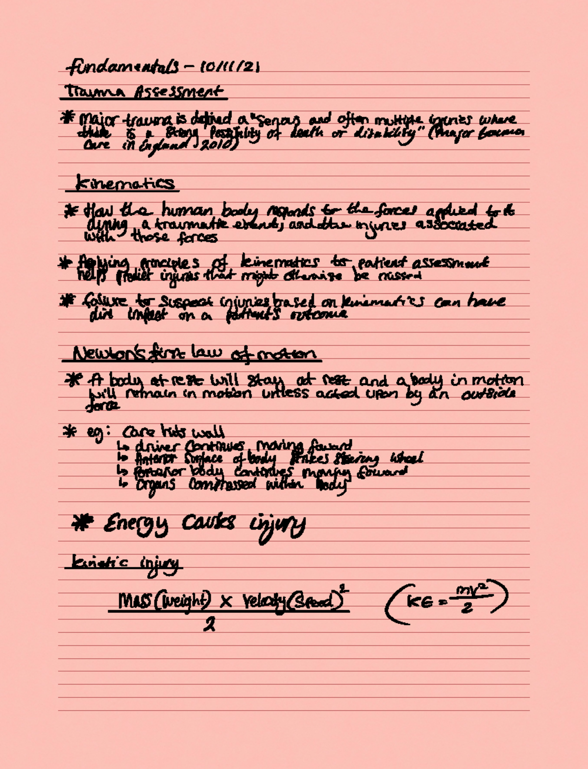 Note 10 Nov 2021 - Paramedic science class notes - fundamentals ...