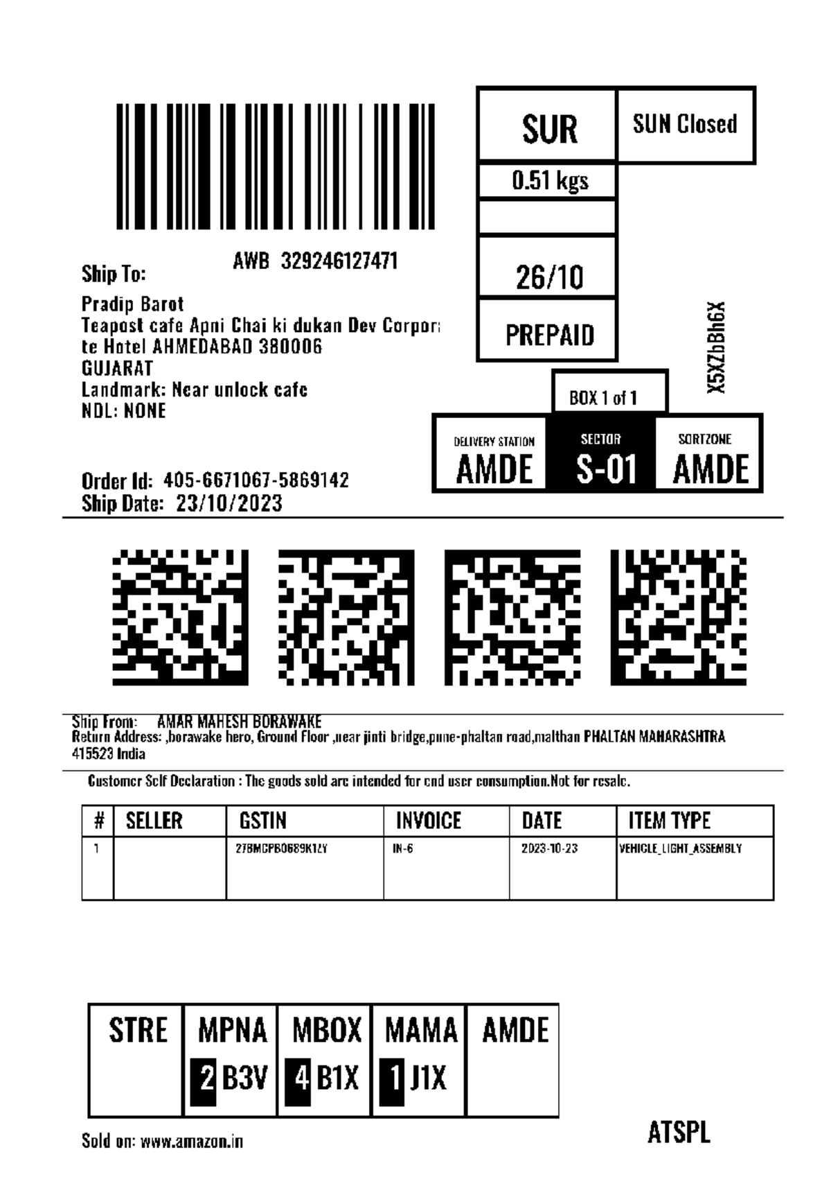 73080571250019651 - Tax Invoice/Bill of Supply/Cash Memo (Triplicate ...