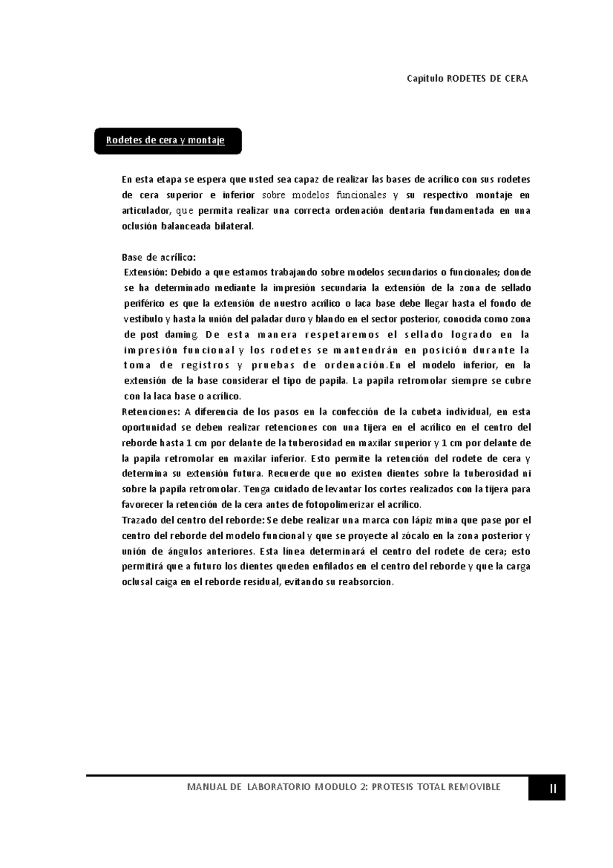 PTR rodetes manual - Rodetes de cera y montaje En esta etapa se espera ...