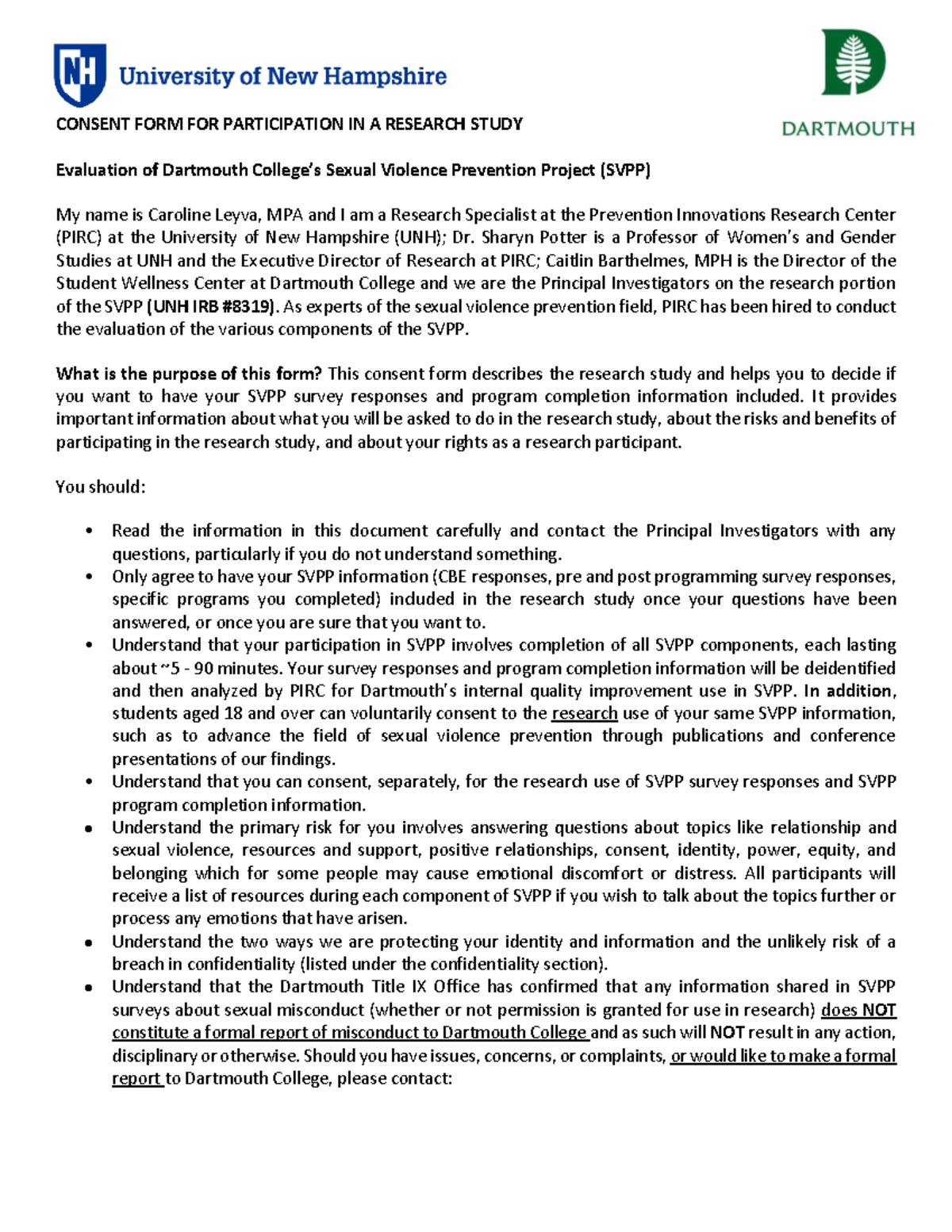 SVPP Overall Consent F22 C26 - CONSENT FORM FOR PARTICIPATION IN A ...