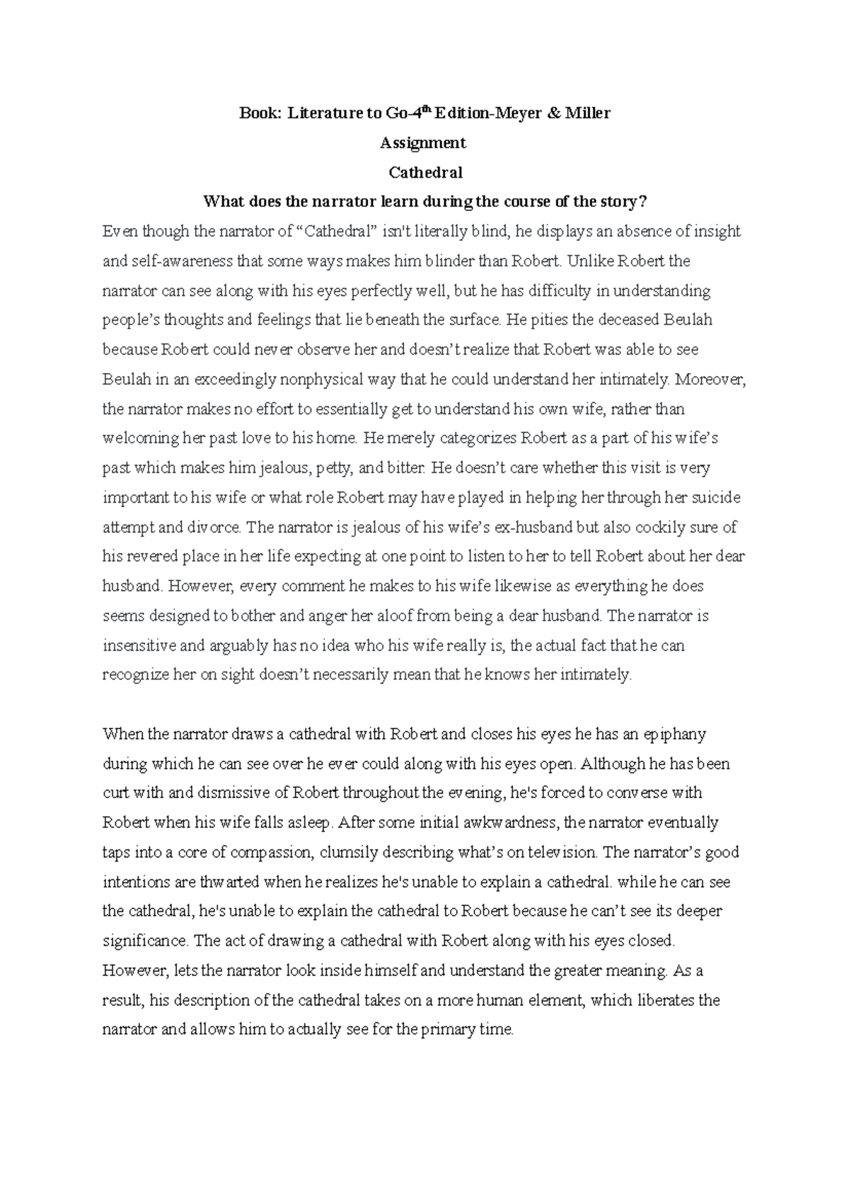 WRT-201 - English Composition II CourseWork from Book: Literature to Go ...