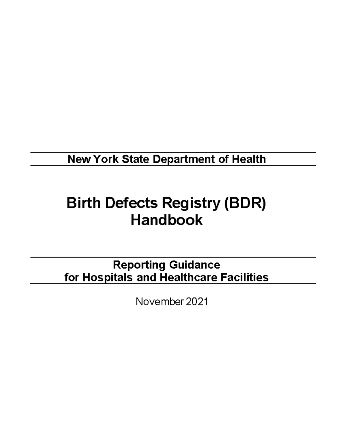 Birth Defect Registryhandbook New York State Department Of Health
