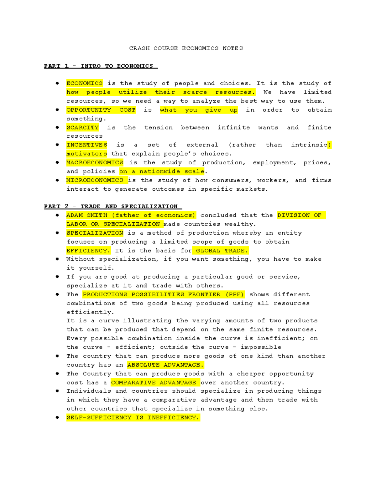 Macroeconomics Notes - Basic Concepts - CRASH COURSE ECONOMICS NOTES ...