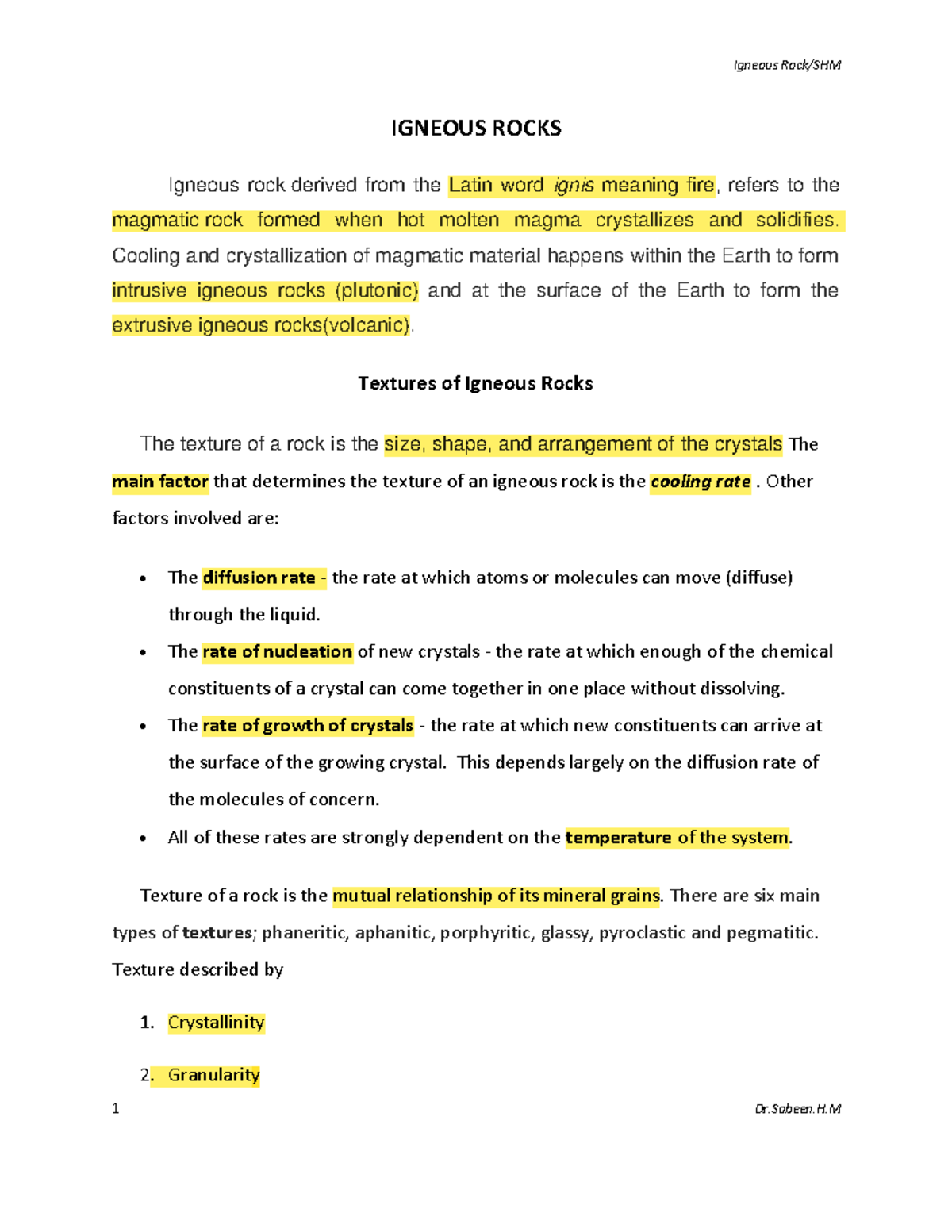 Igneous Petrology - IGNEOUS ROCKS Igneous rock derived from the Latin ...