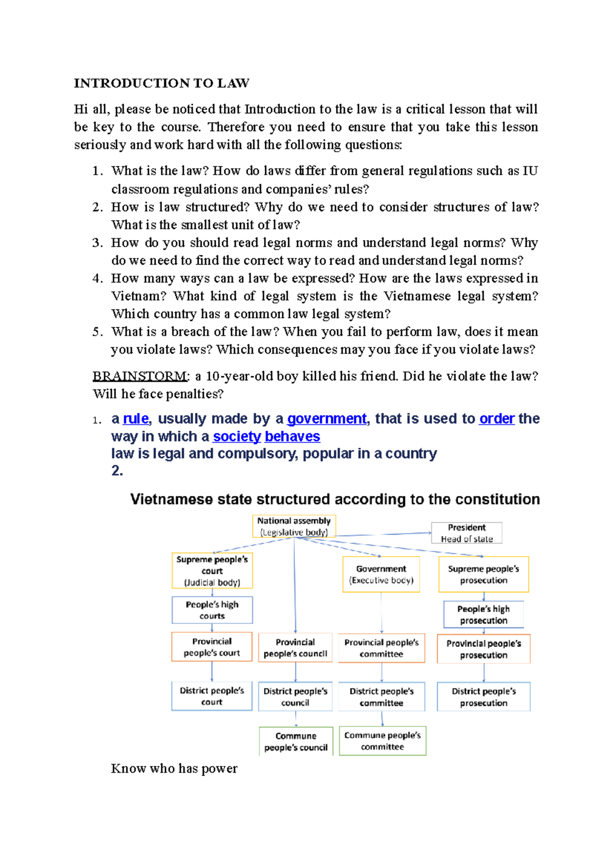 Introduction To Law Thtt Introduction To Law Hi All Please Be