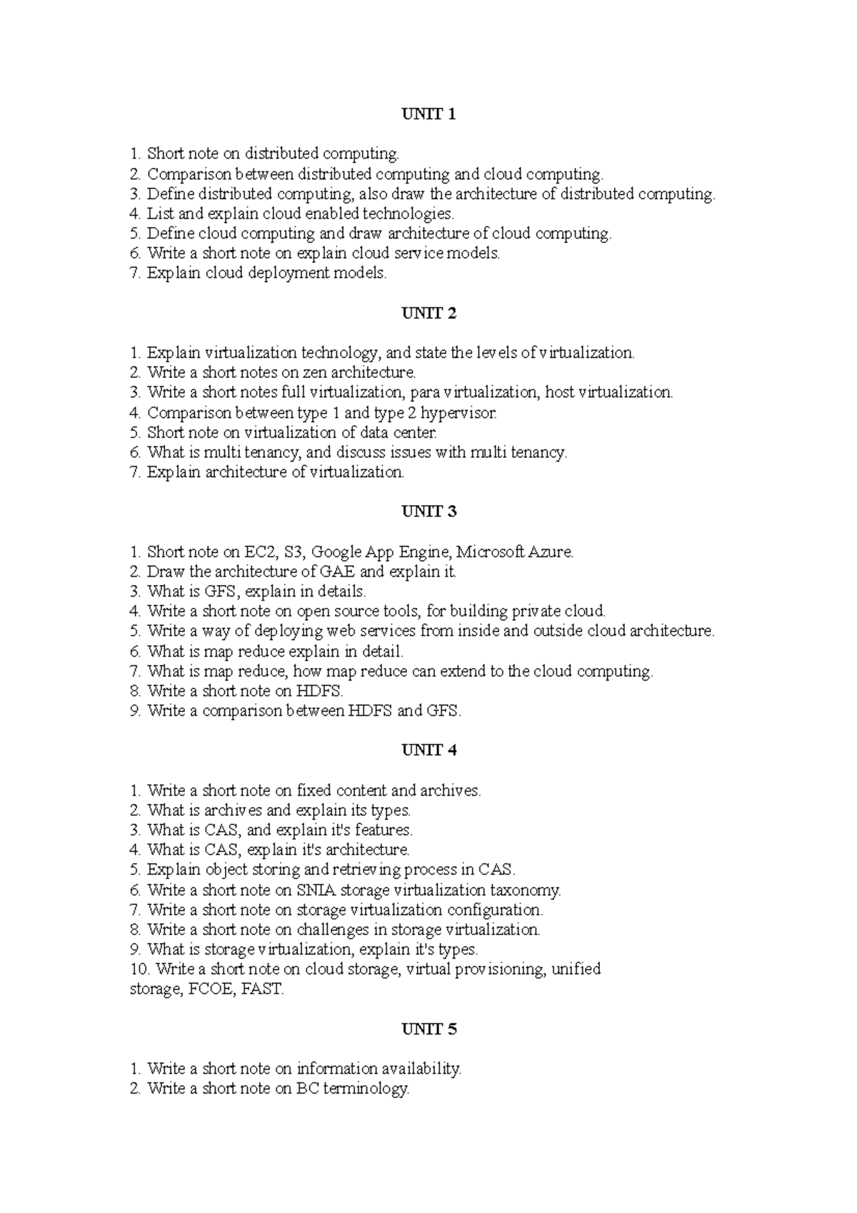 CCSM - UNIT 1 Short note on distributed computing. Comparison between ...