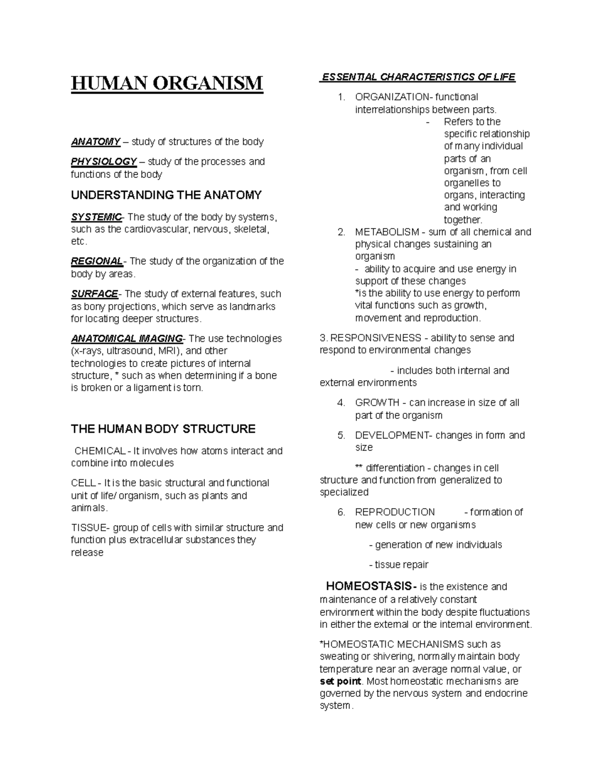 Human Organism Tissues Integumentary System Digestive System - HUMAN ...