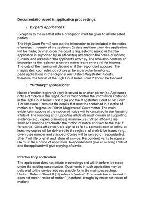 Action vs motion proceedings - CIV3701 - Studocu