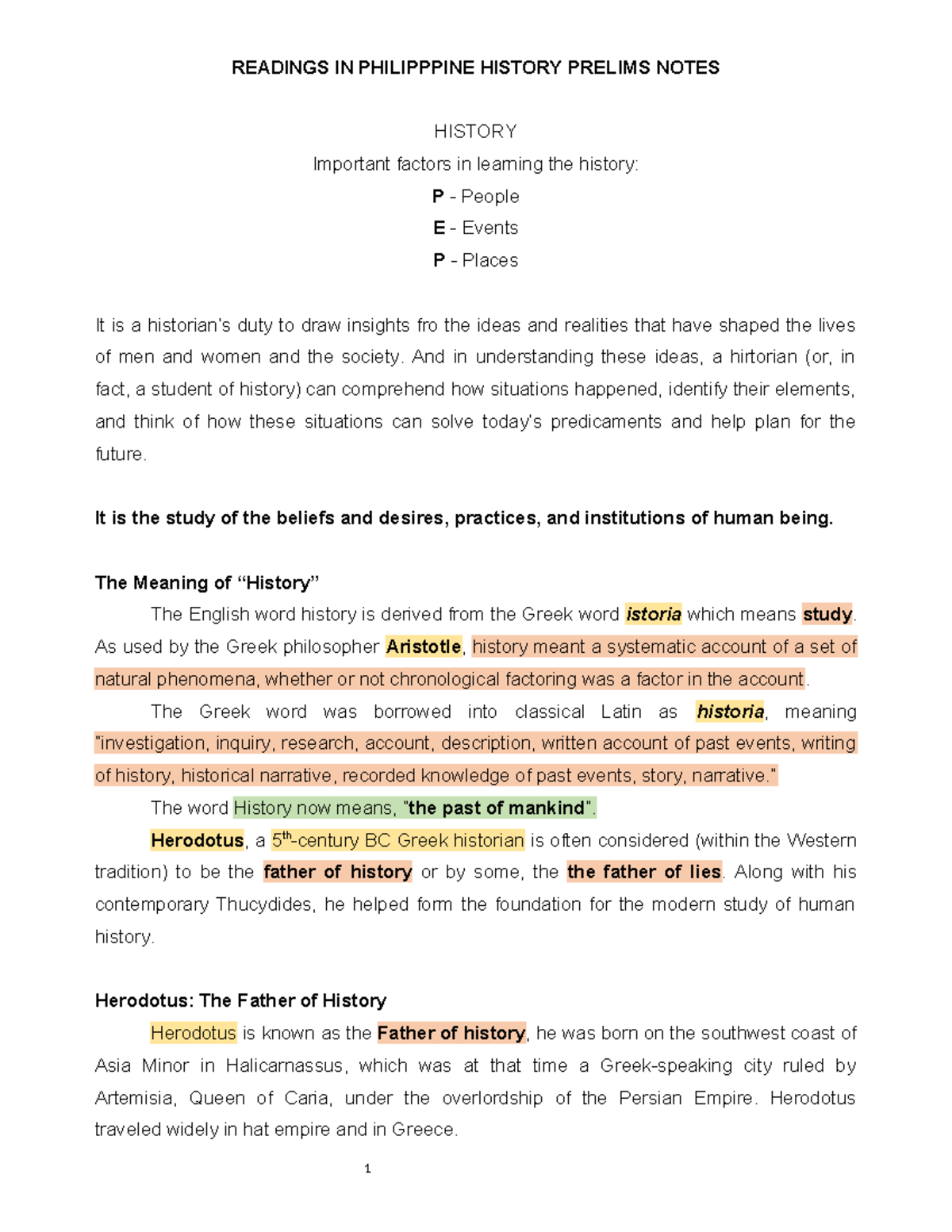 PH HISTORY Prelims Notes - READINGS IN PHILIPPPINE HISTORY PRELIMS ...