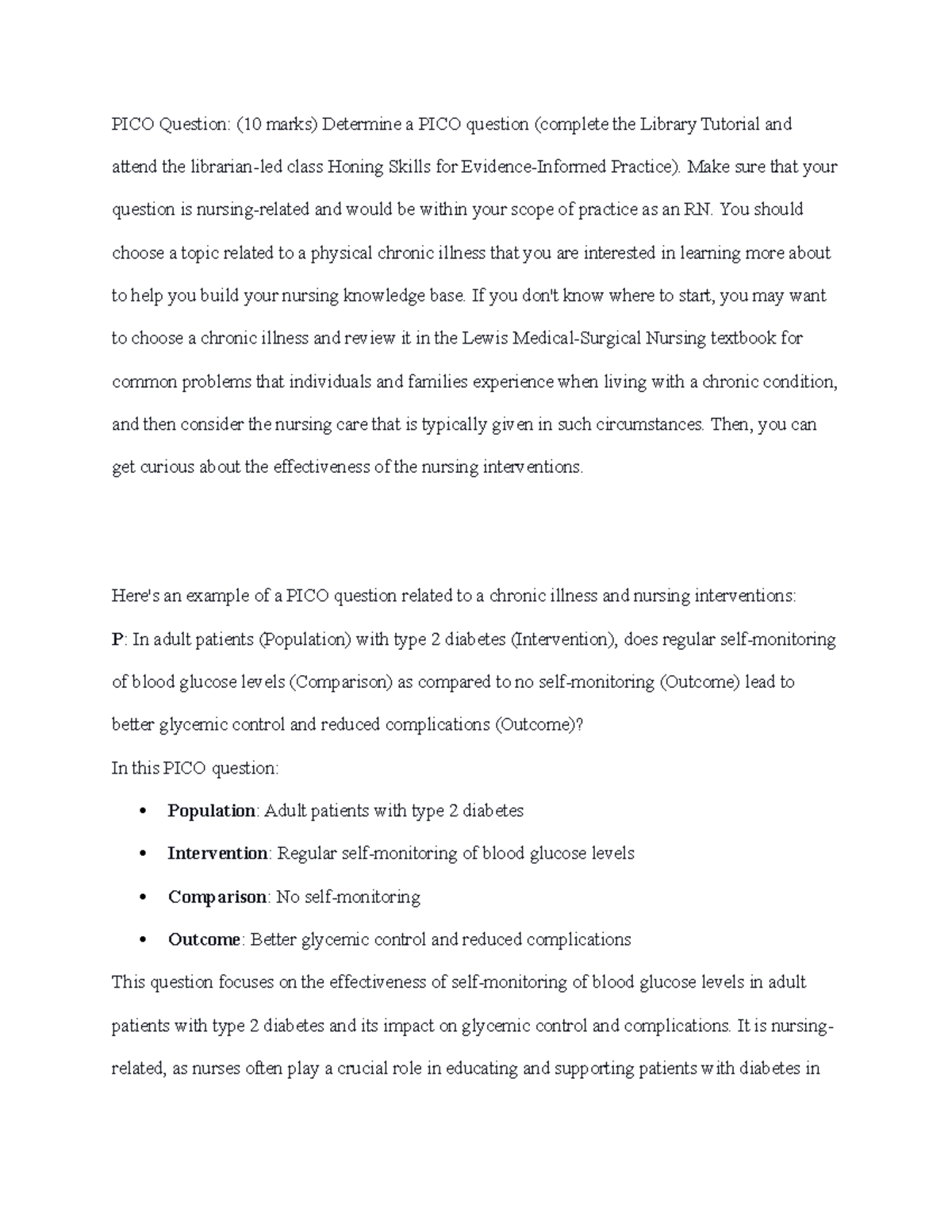 PICO Question samples - add 270 - PICO Question: (10 marks) Determine a ...