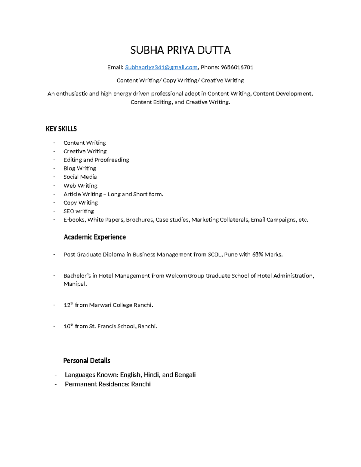 Updated+Resume+-+Subha+Priya+Dutta - SUBHA PRIYA DUTTA Email ...