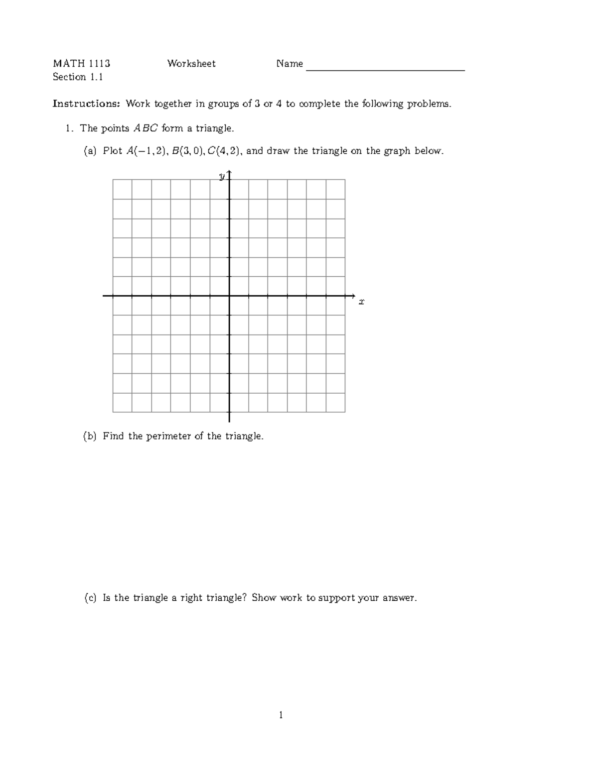 1.1 wkst - math practice problems for precalc - MATH 1113 Worksheet ...