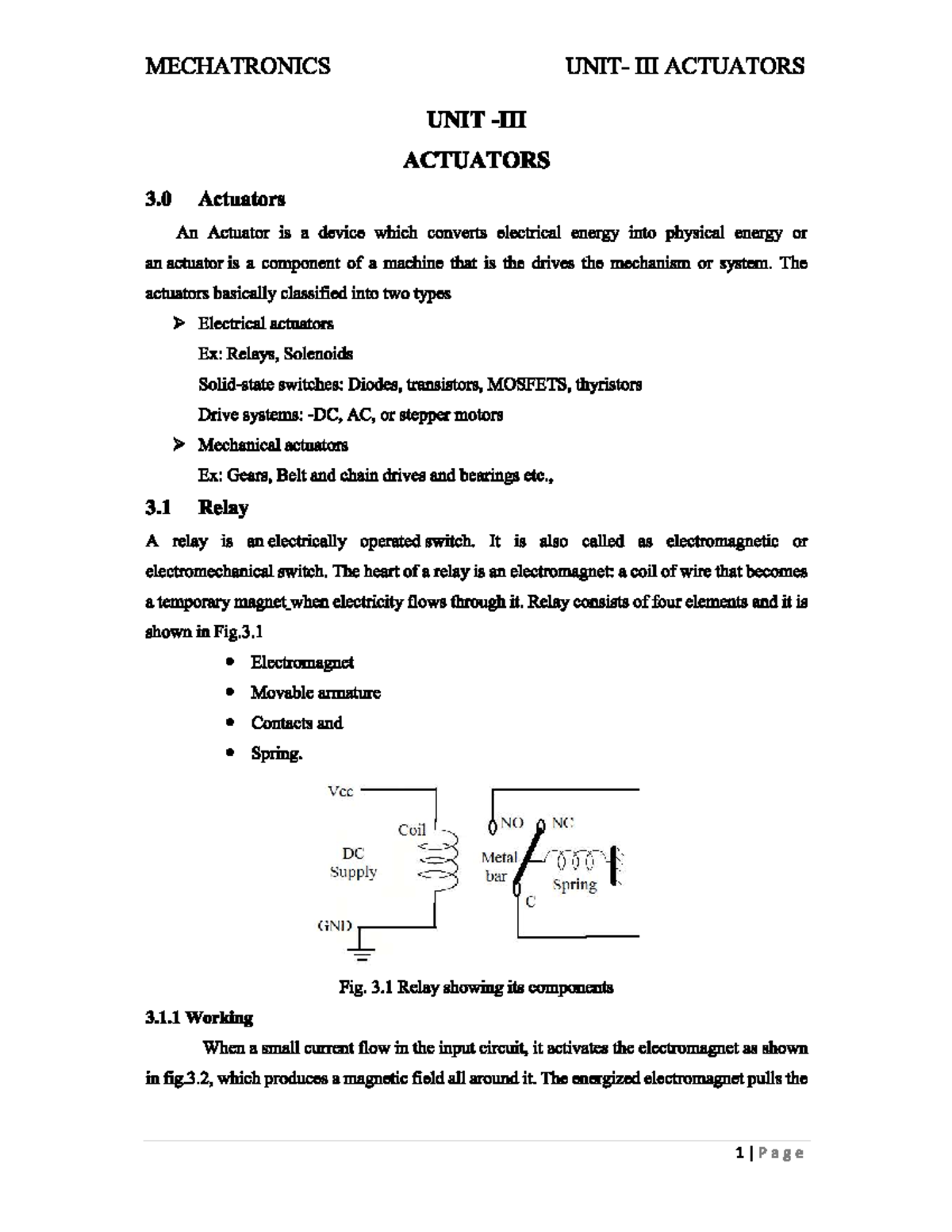 Actuators - Mechatronics - Studocu