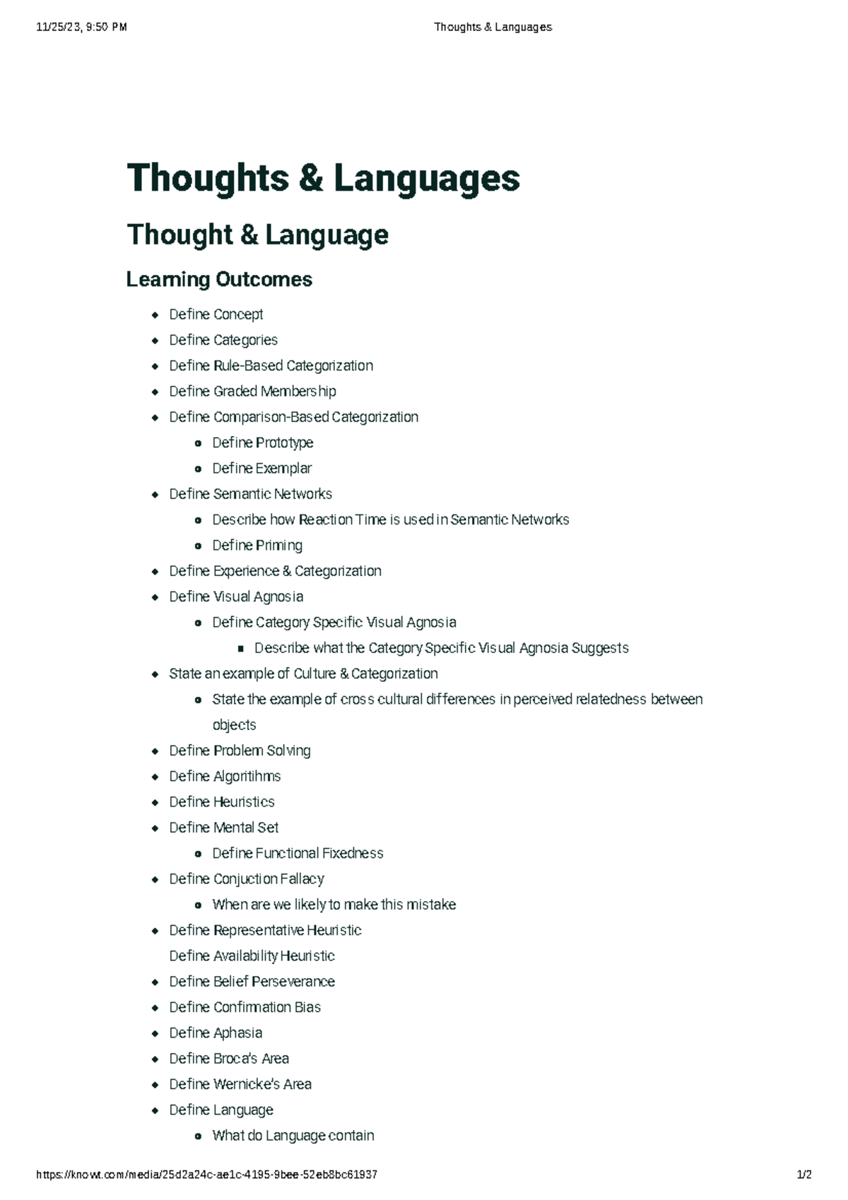Thoughts & Languages - Summary Introductory Psychology - 11/25/23, 9:50 ...