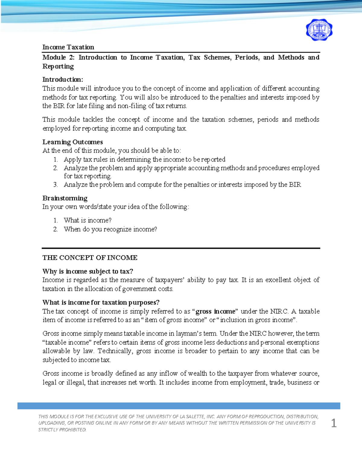 BACC 007 Module 2 - Lecture notes 2 - THIS MODULE IS FOR THE EXCLUSIVE ...