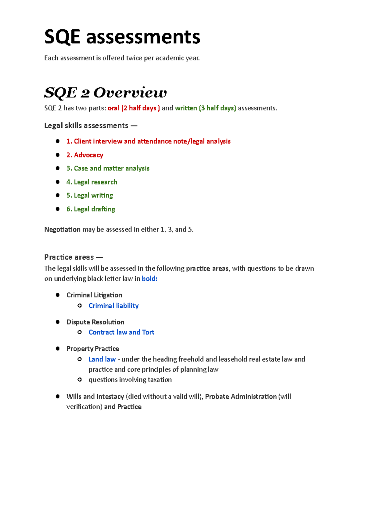 Solicitors Qualifying Examination 2 - Legal Skills Assessments and ...