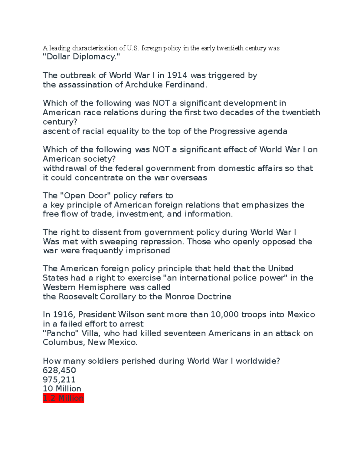 Module 5 Quiz for US HISTORY - A leading characterization of U. foreign ...