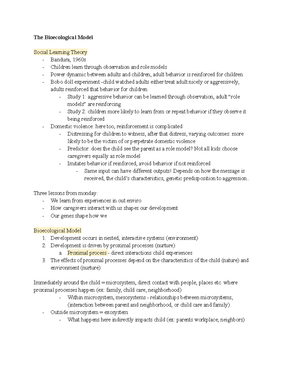 The Bioecological Model - The Bioecological Model Social Learning ...