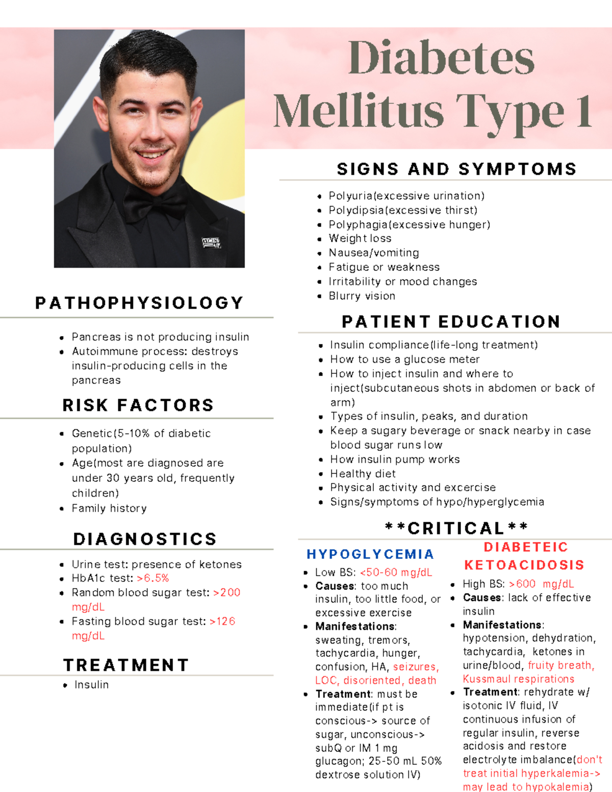 DM Type 1 - Patho! - P A T H O P H Y S I O L O G Y R I S K F A C T O R ...