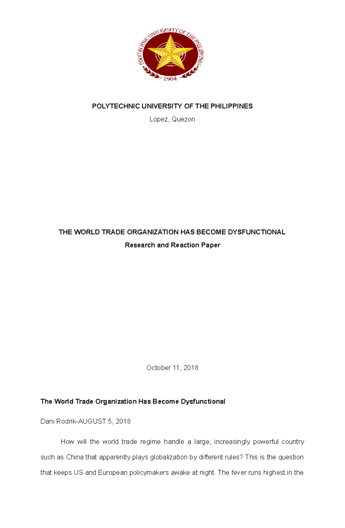 Partial - Lecture notes 1 - POLYTECHNIC UNIVERSITY OF THE PHILIPPINES ...