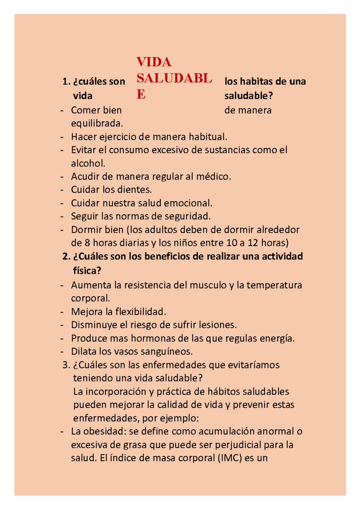 Vida saludable nayumi oso - 1. ¿cuáles son los habitas de una vida ...