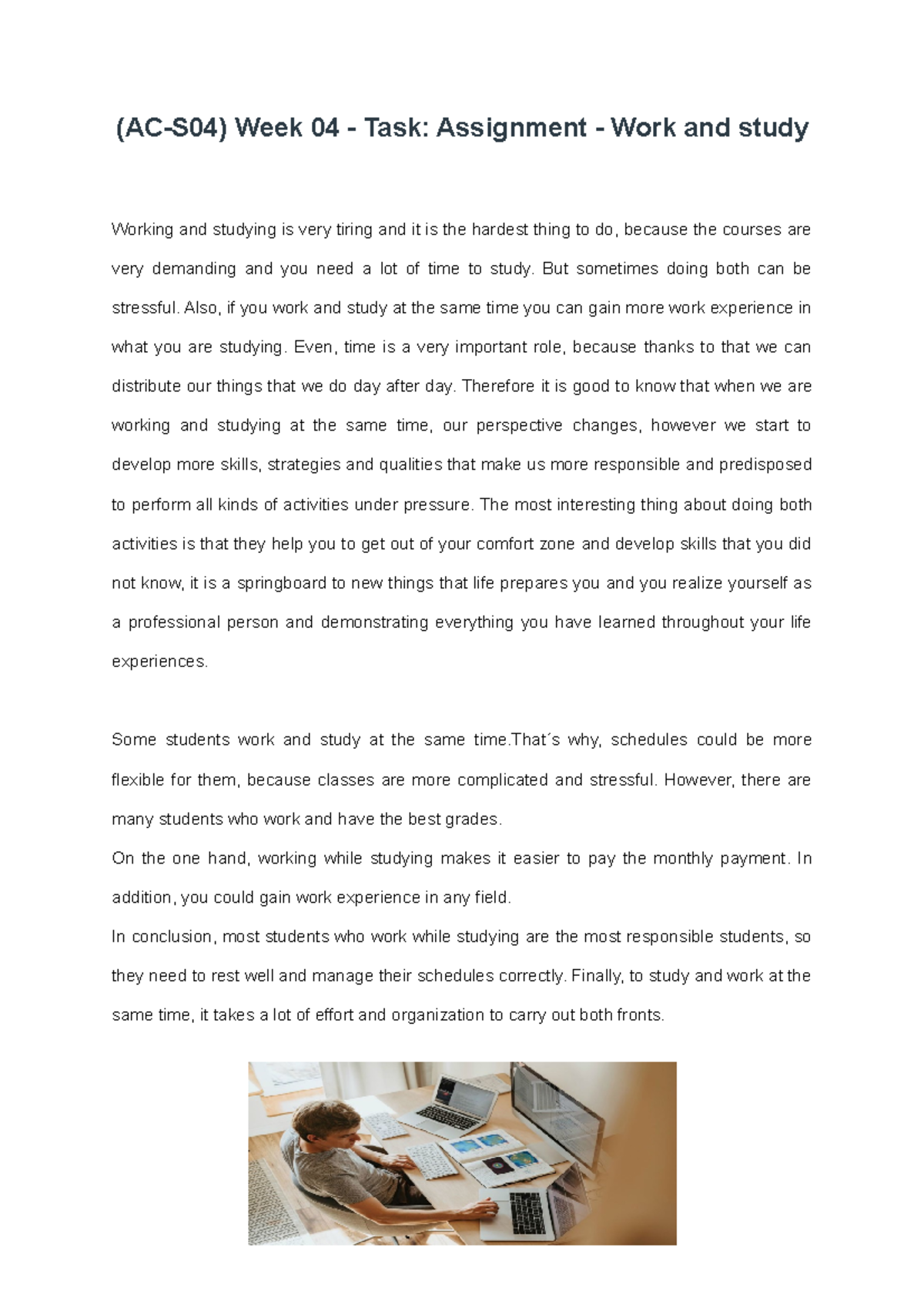 Semana 04 - (AC-S04) Week 04 - Task: Assignment - Work and study - (AC ...