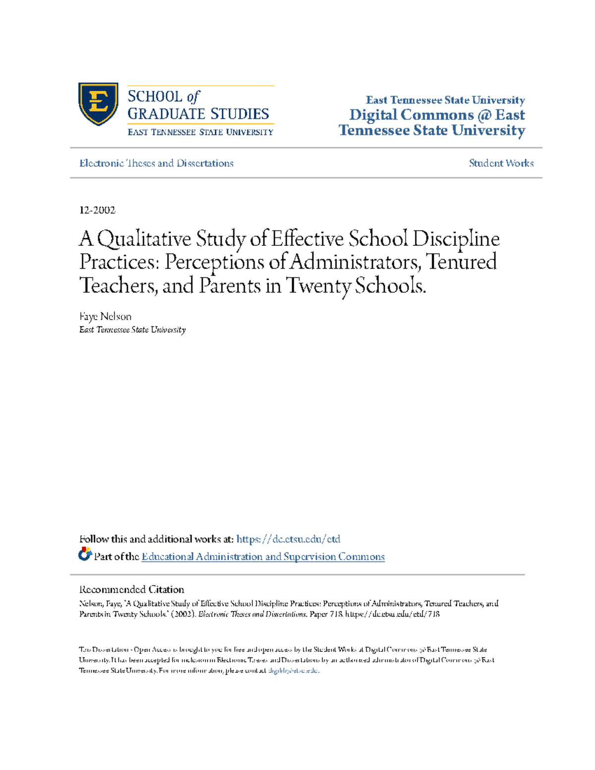 A Qualitative Study of Effective School Discipline Practices Per - East ...