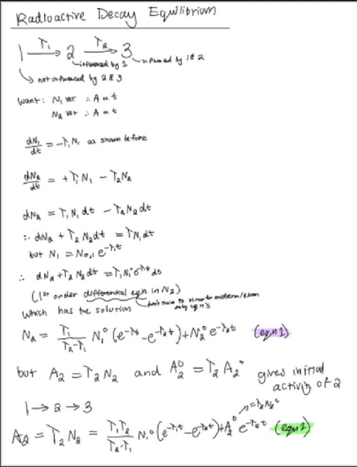 Lecture notes chem - CHE 112 - Radioactive Decay Equilibrium T, 2 To 3 ...