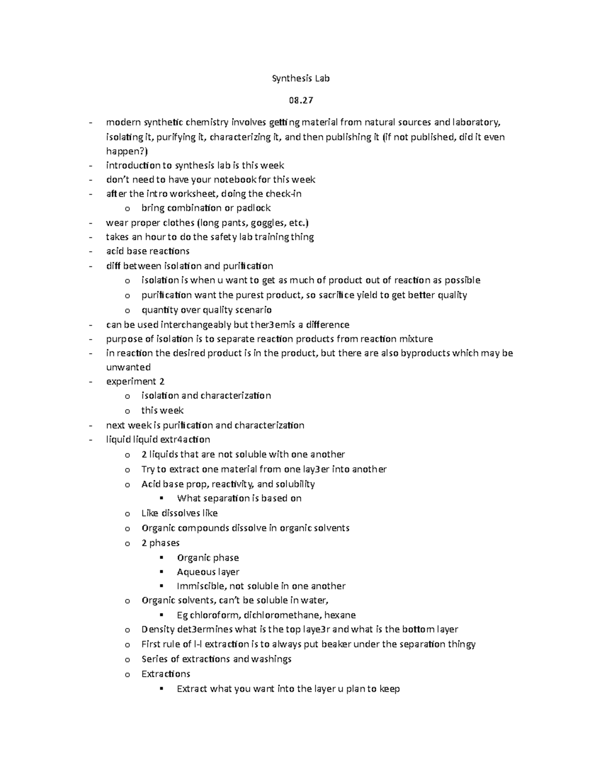 8/27 Experiment 2 Lecture Notes - Synthesis Lab 08 modern synthetic ...
