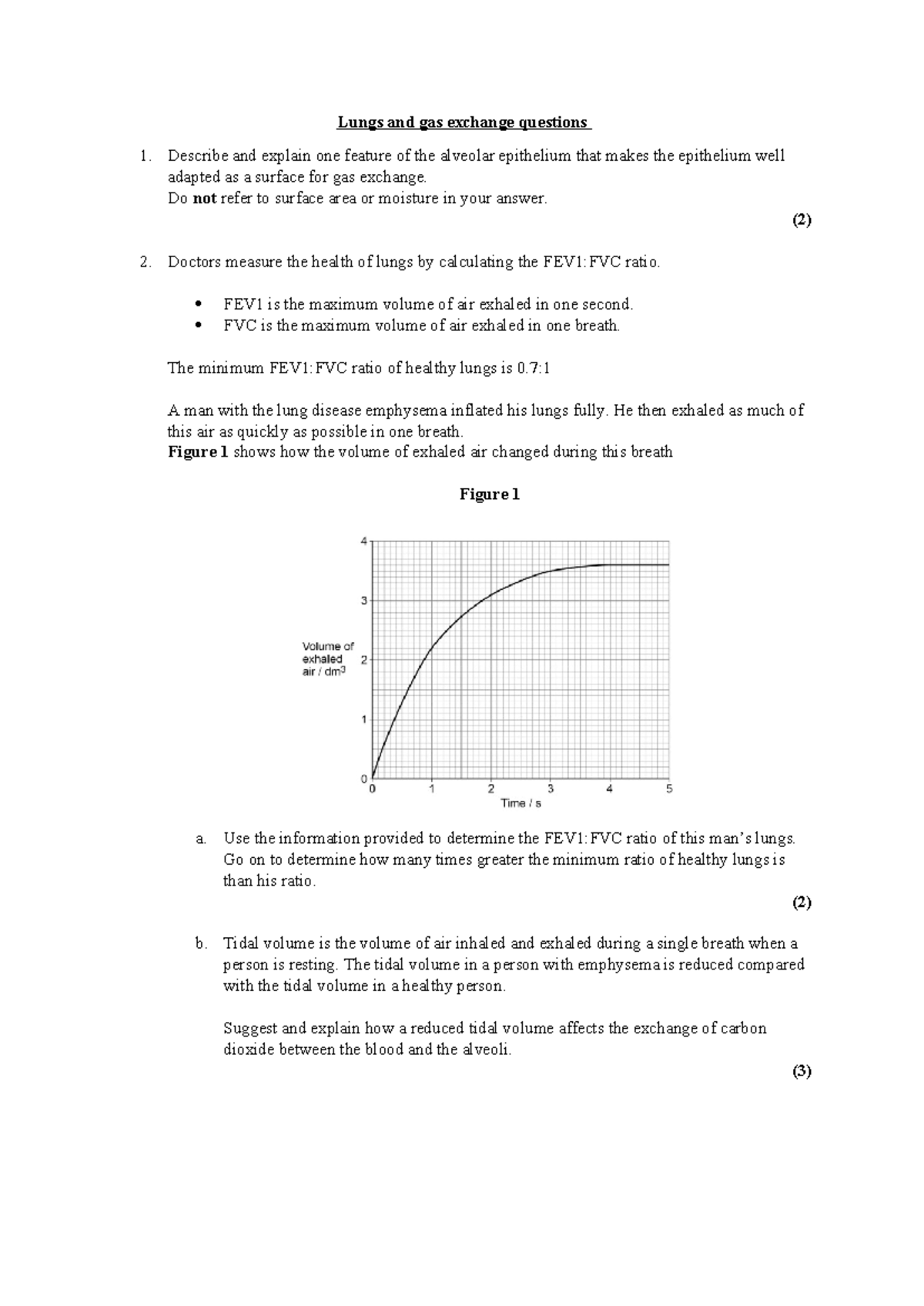 Lungs and gas exchange questions - Lungs and gas exchange questions ...
