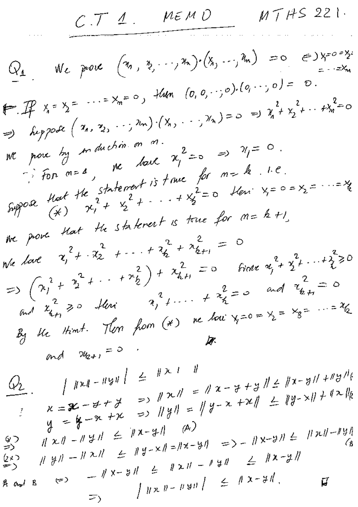 MTHS 221 Class Test 1 Memo - C 1. MEMO MTHS 221. Q1 We prove (an m 0 ...