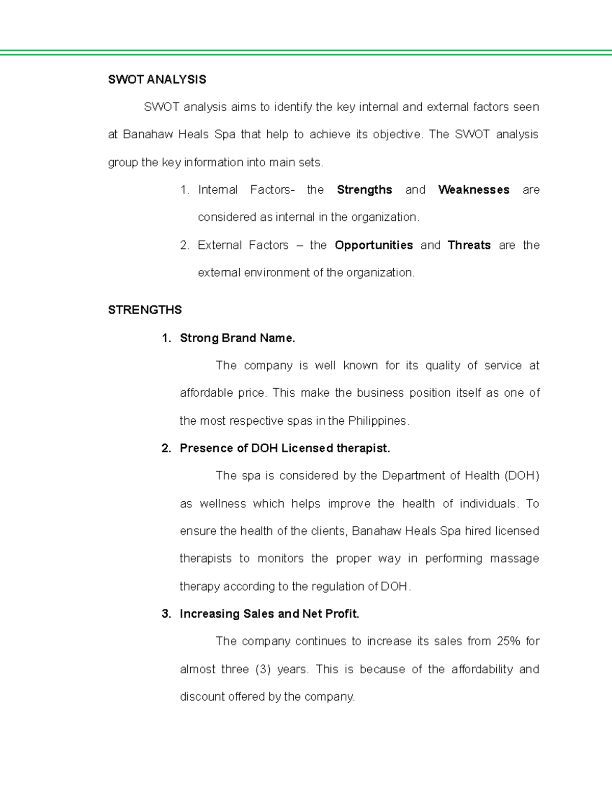 Swot analysis - INTEGRATED ACTION RESEARCH - SWOT ANALYSIS SWOT ...