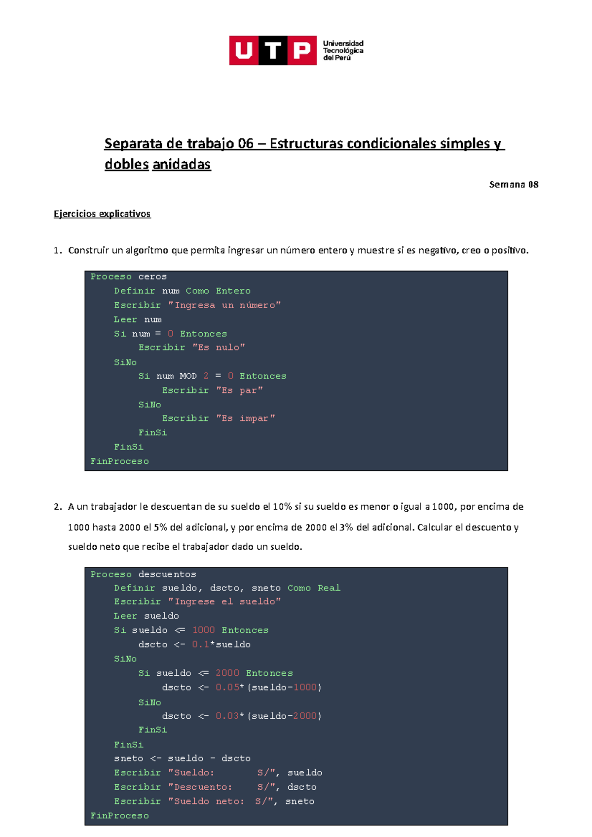 Separata 06 - verano - Separata de trabajo 06 – Estructuras ...