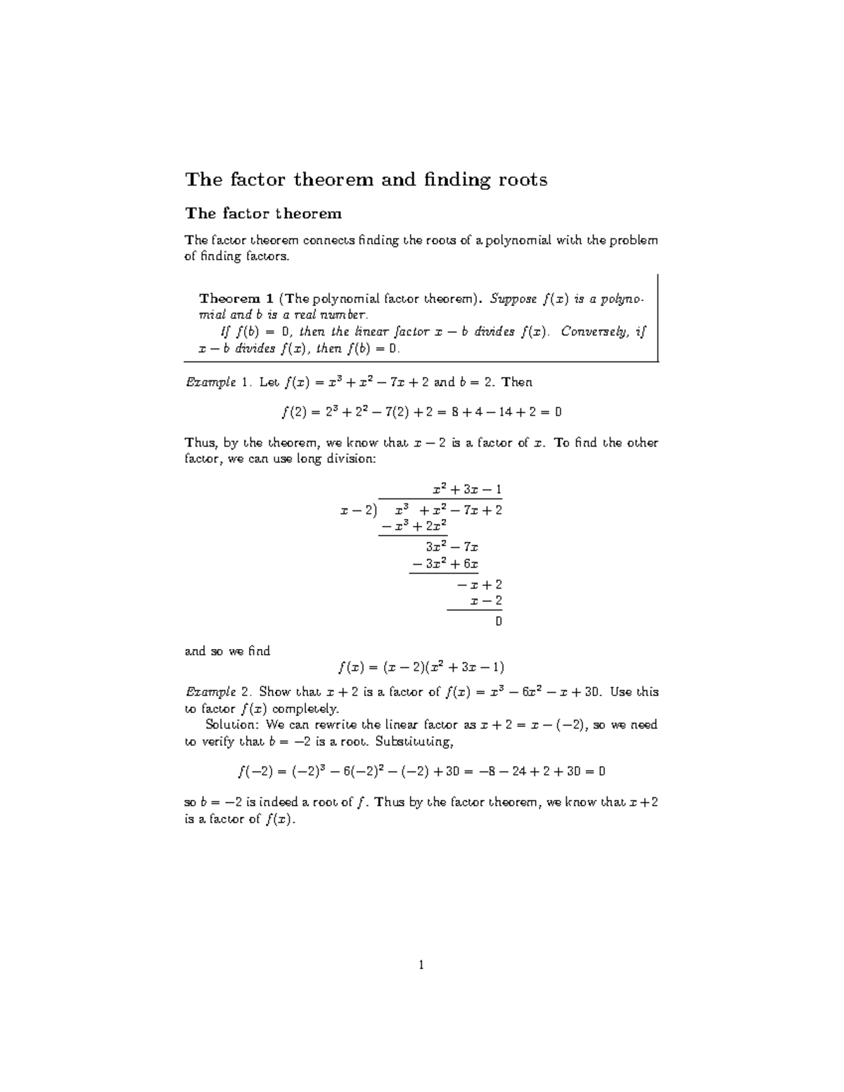 Factor theorem Lecture Notes 2 The Factor Theorem And Finding Roots factor-theorem-lecture-notes-2-the-factor-theorem-and-finding-roots