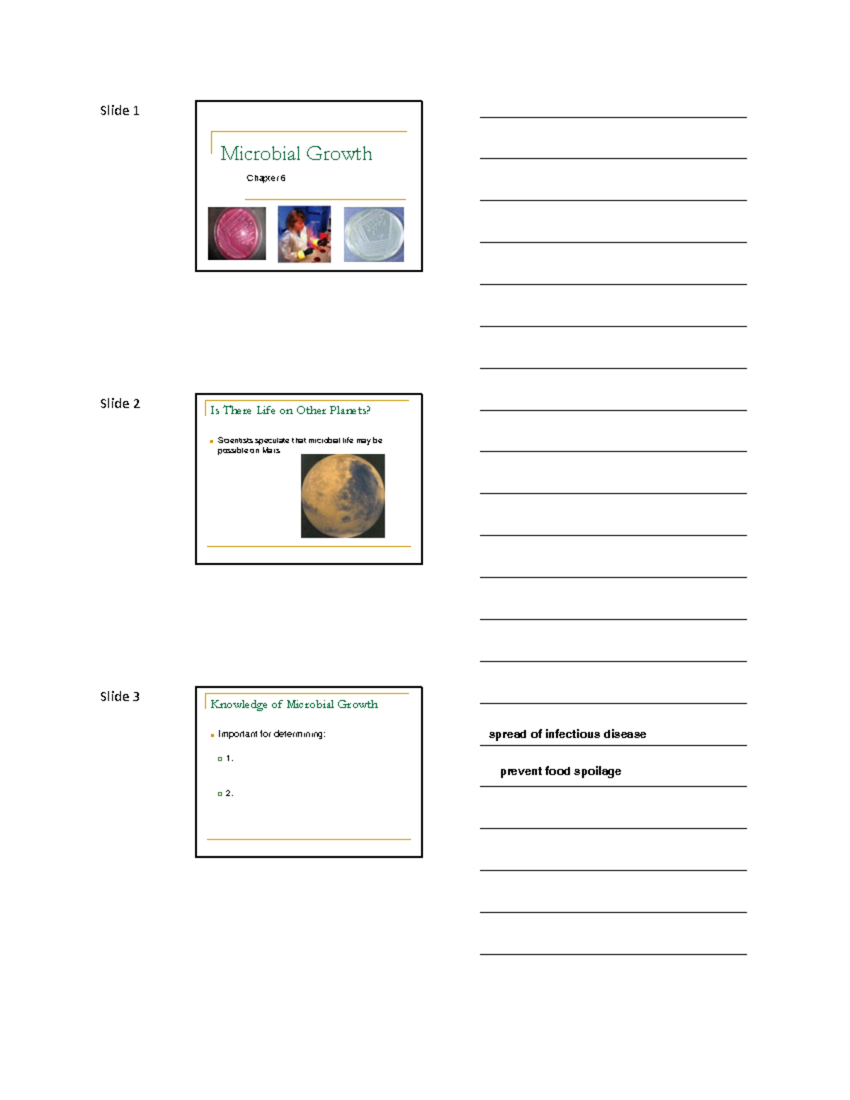 Chap 6 Microbial Growth Handouts H2011 - Slide 1 Microbial Growth ...