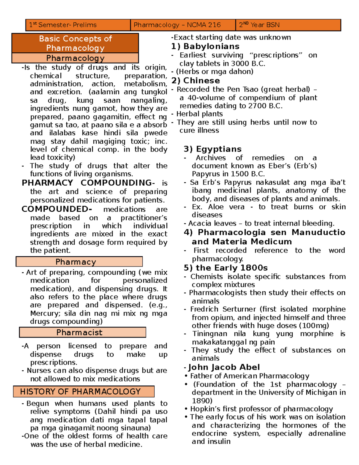 Pharmacology - My notes - Basic Concepts of Pharmacology Pharmacology ...