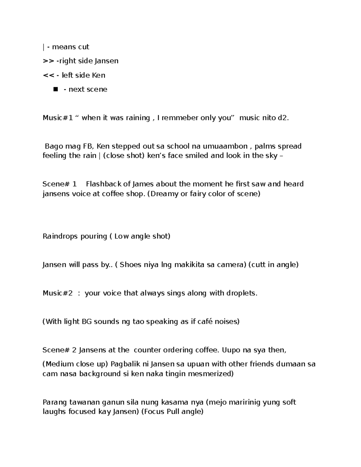 Theater Acting Script - means cut >> -right side Jansen