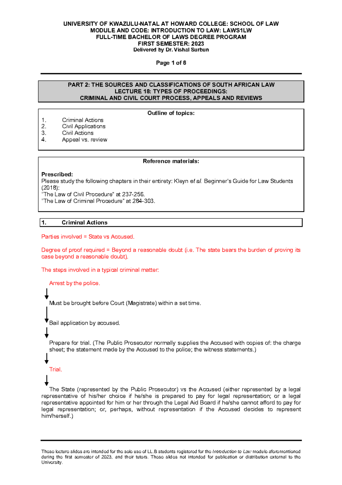 Types of court proceedings - MODULE AND CODE: INTRODUCTION TO LAW ...