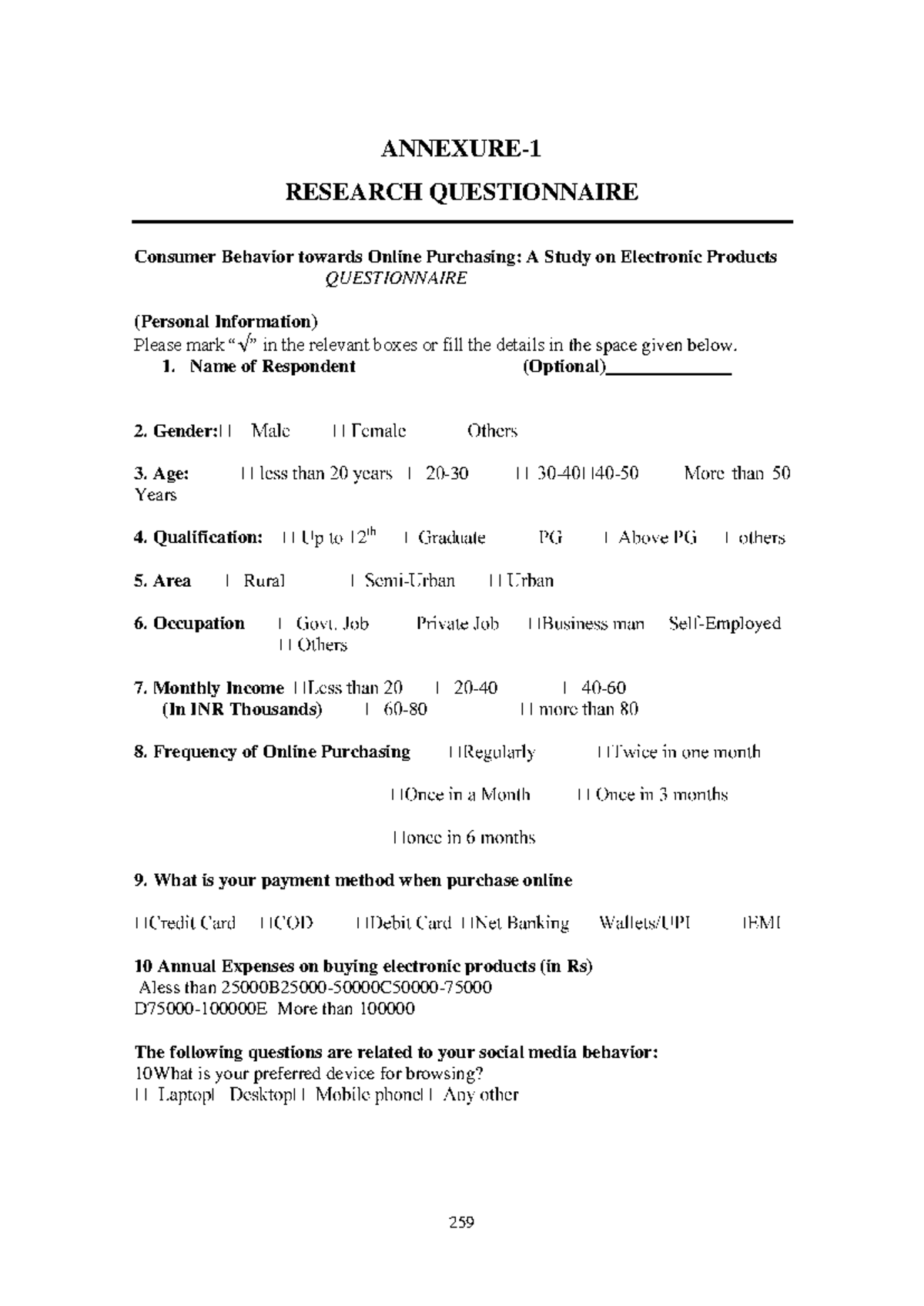 10 appendix - Questionnaire for electronic products - ANNEXURE ...