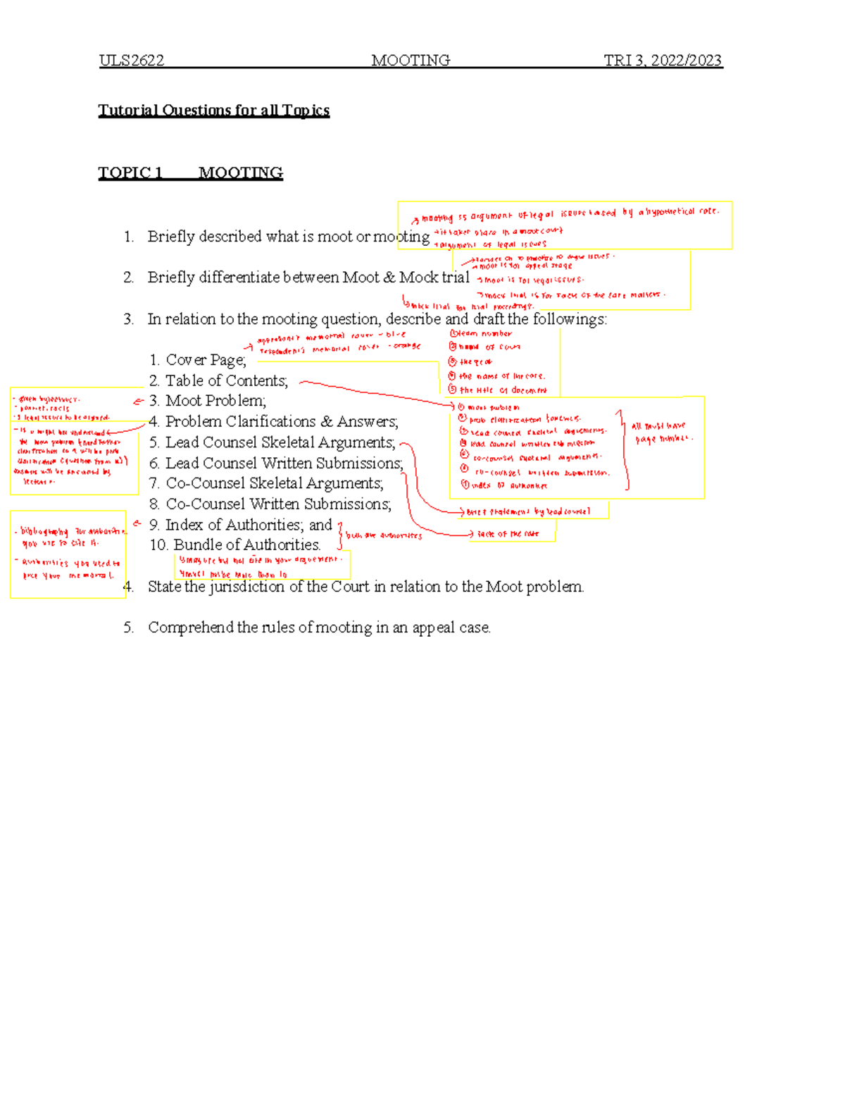 Mooting tutorial topic 1 - ULS2622 MOOTING TRI 3, 2022 /202 3 Tutorial ...