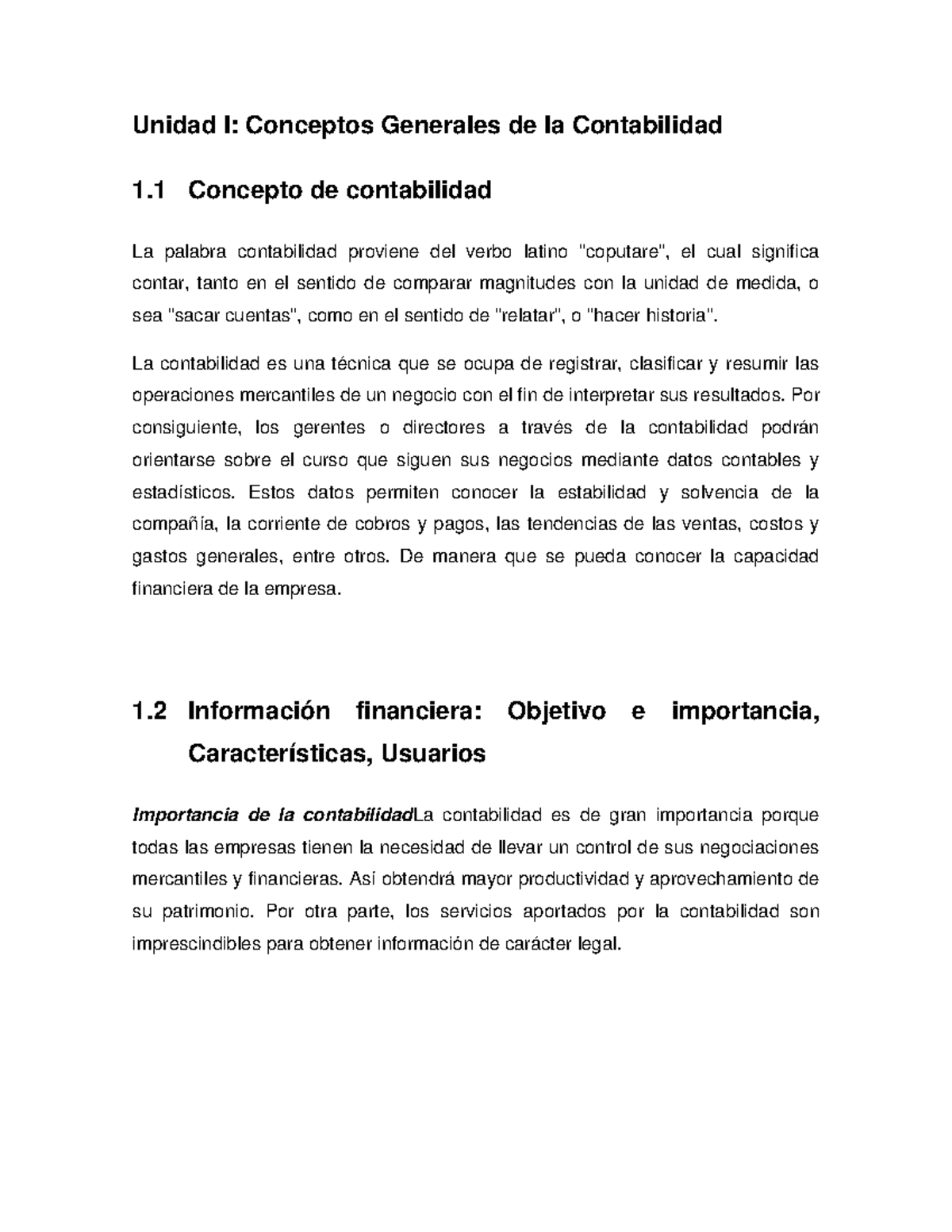 Concepto de contabi Iidad SEM 1 - Unidad I: Conceptos Generales de la ...