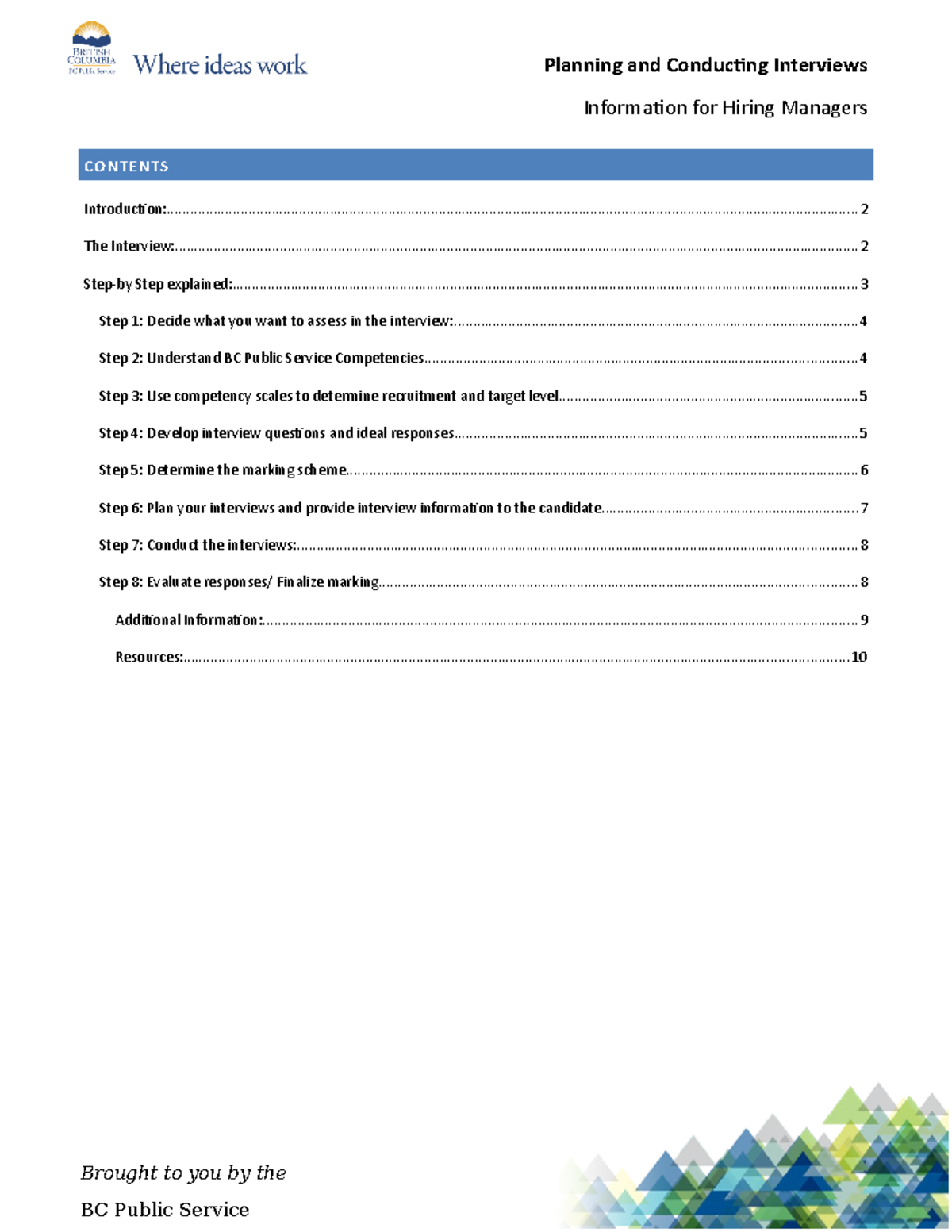 Planning conducting interview guidelines - Information for Hiring ...