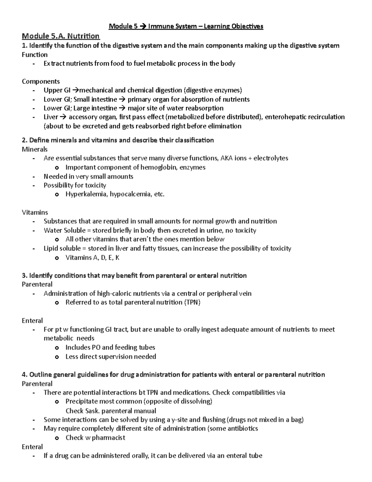 Learning Objectives for module 5 - Module 5. Nutrition 1. Identify the ...