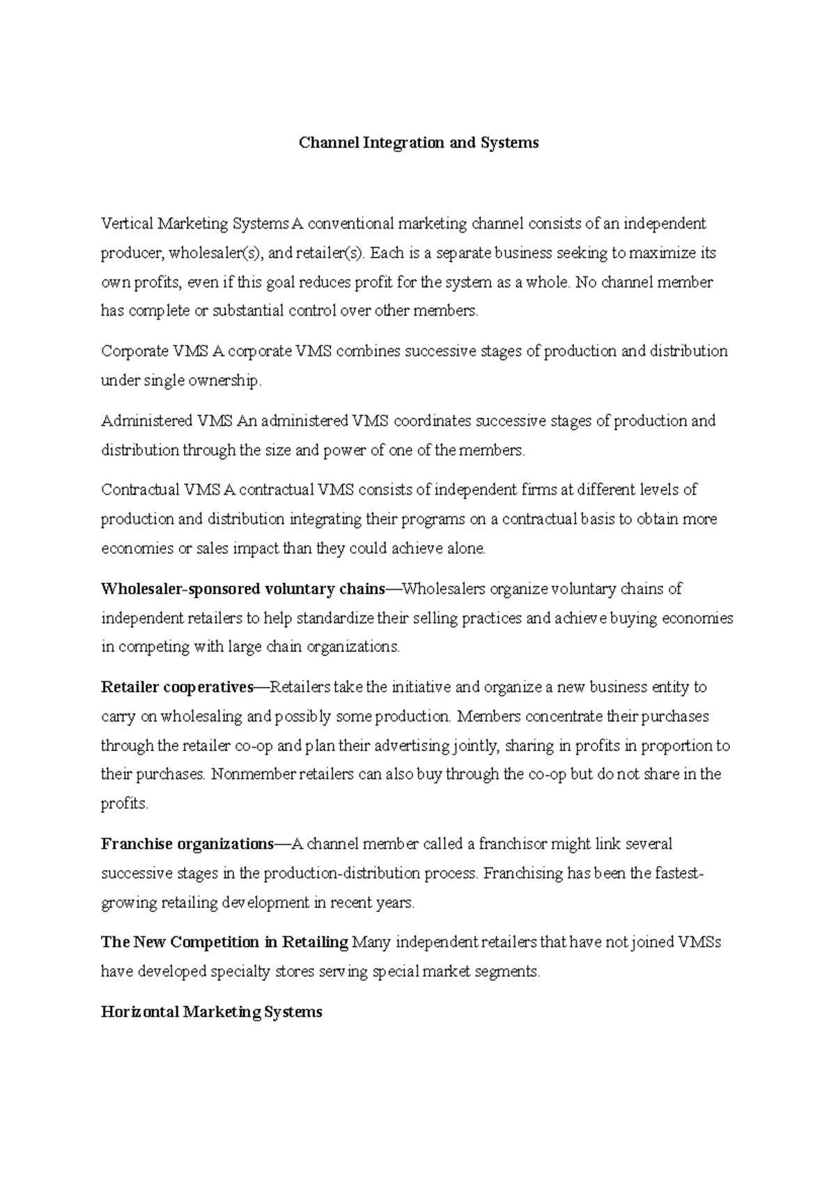 Channel Integration and Systems - Channel Integration and Systems ...