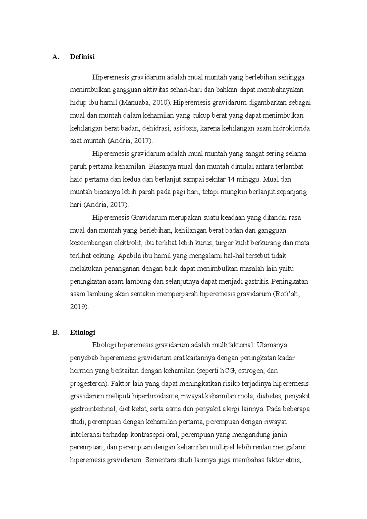 Askep Hiperemesis Gravidarum - A. Definisi Hiperemesis gravidarum ...