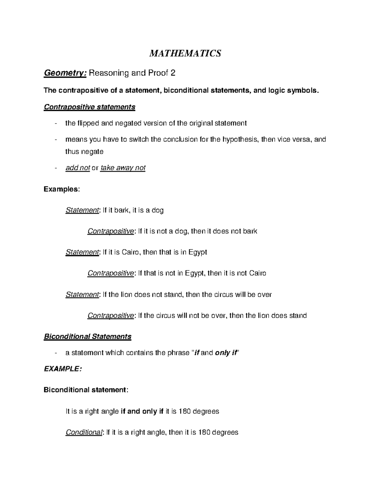 Geometry: Reasoning and Proof 2 - MATHEMATICS Geometry: Reasoning and ...