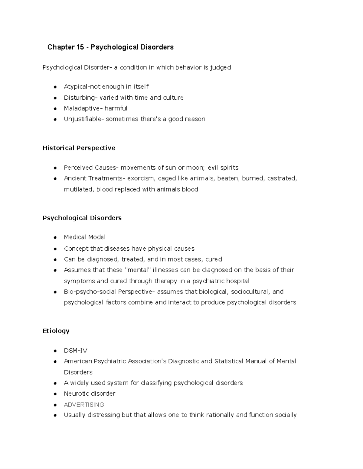 Chapter 15 - Psychological Disorders - Chapter 15 - Psychological ...