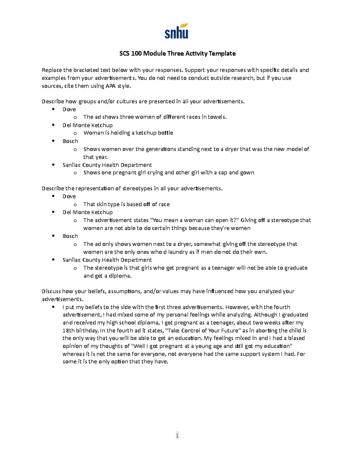 SCS 100 Module Three Activity Template - SCS 100 Module Three Activity ...