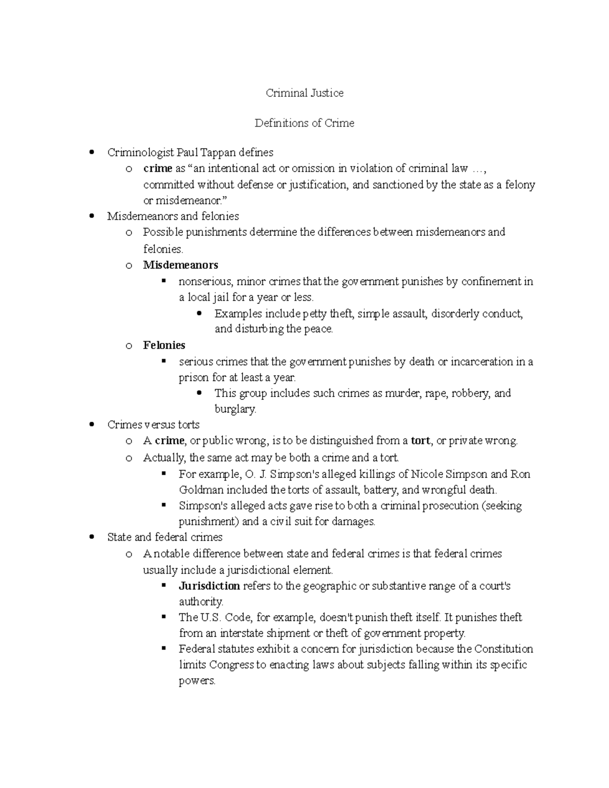 Definitions of Crime - criminology lecture nites - Criminal Justice ...