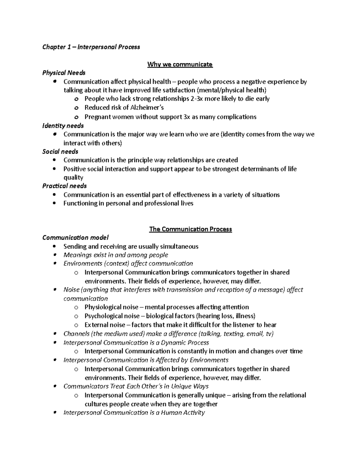 Chapter 1 – Interpersonal Process - Chapter 1 – Interpersonal Process ...